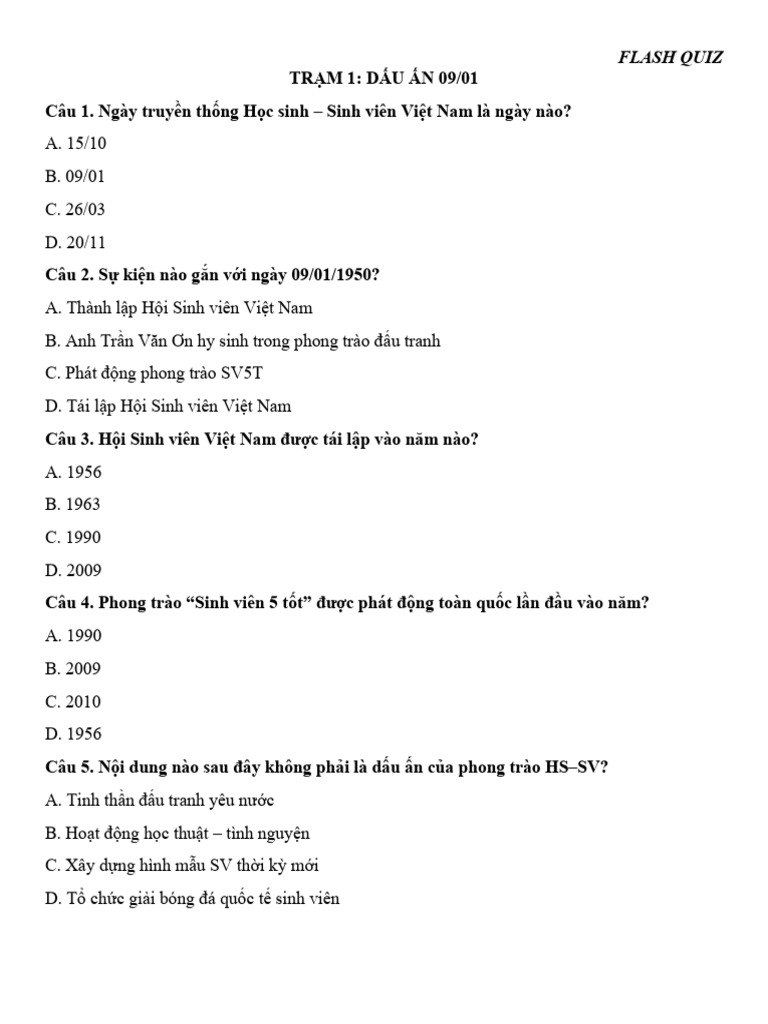 (TR M 1) Flash Quiz | PDF