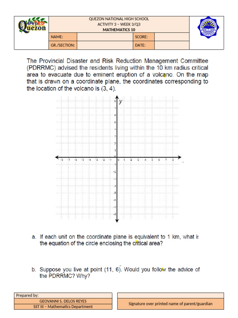 Activity 3 WK 3 Equation of A Circle | PDF