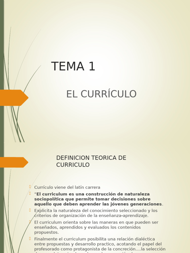 1 - TEMA 1 Definición y Concepto | PDF | Plan de estudios | Aprendizaje