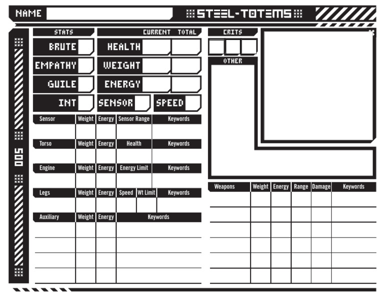 Steel Totems - Character Sheet | PDF