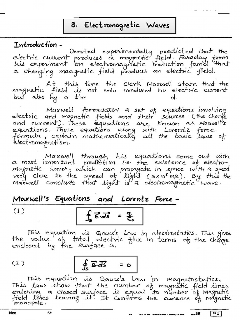 Electromagnetic Waves Note | PDF