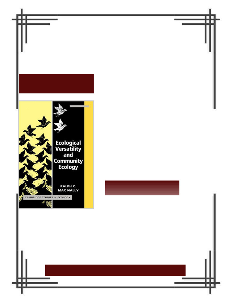 Ecological Versatility and Community Ecology 1st Edition Ralph C ...