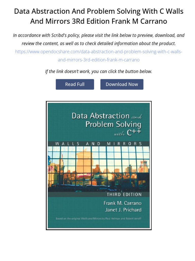 Data Abstraction And Problem Solving With C Walls And Mirrors 3rd ...