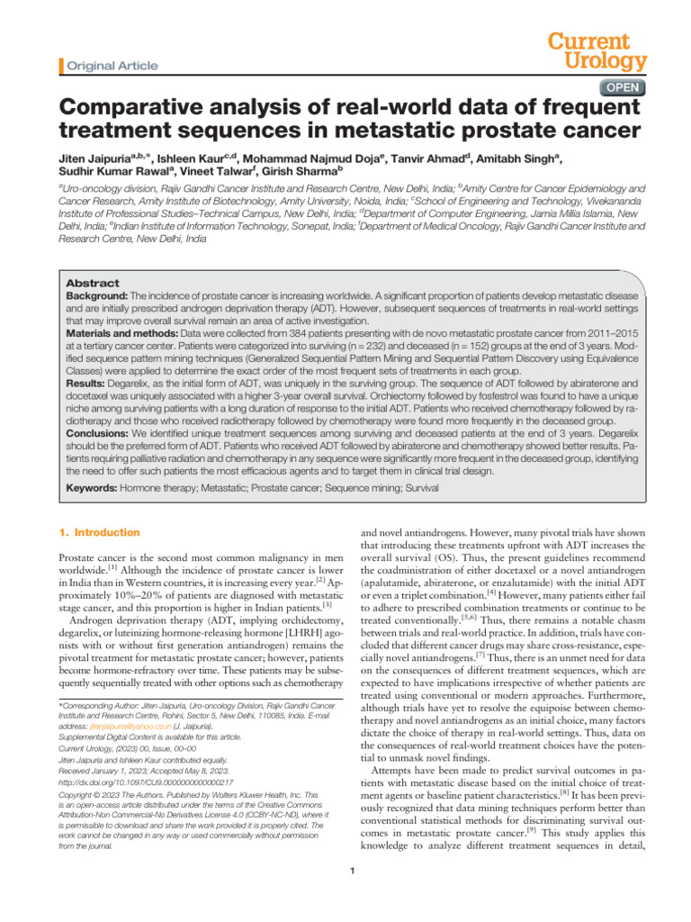Real World Analysis Prostate Cancer | PDF | Cancer | Prostate Cancer