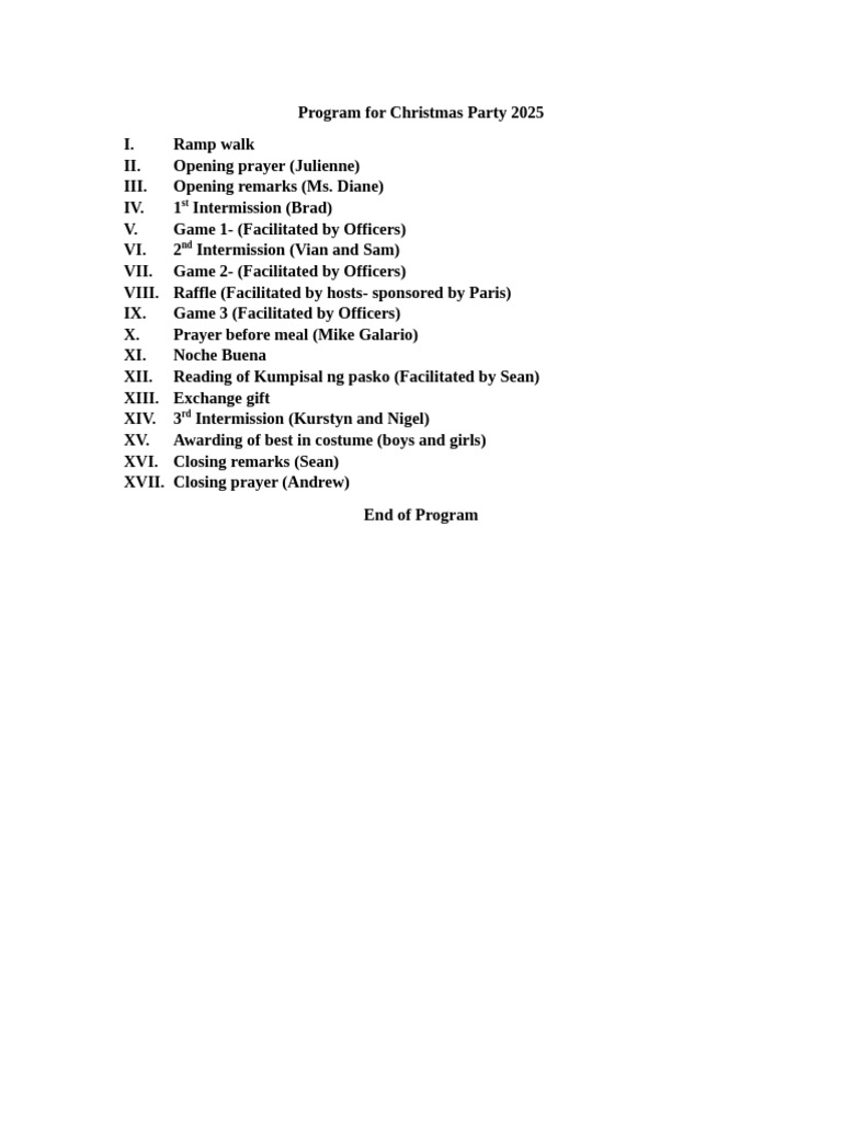 Christmas Party Program 2025 | PDF