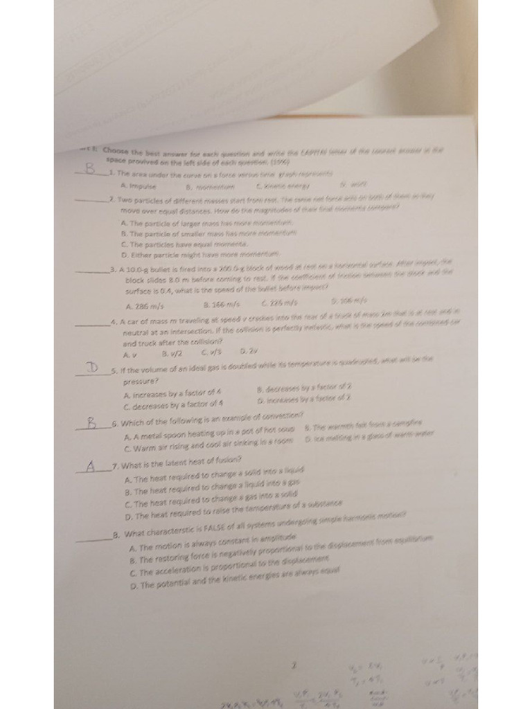 Physics Mid-Test Questions and Solutions | PDF | Pendulum | Gravity