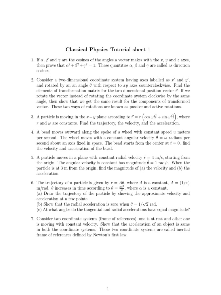Tutorial Sheet 1-CP | PDF