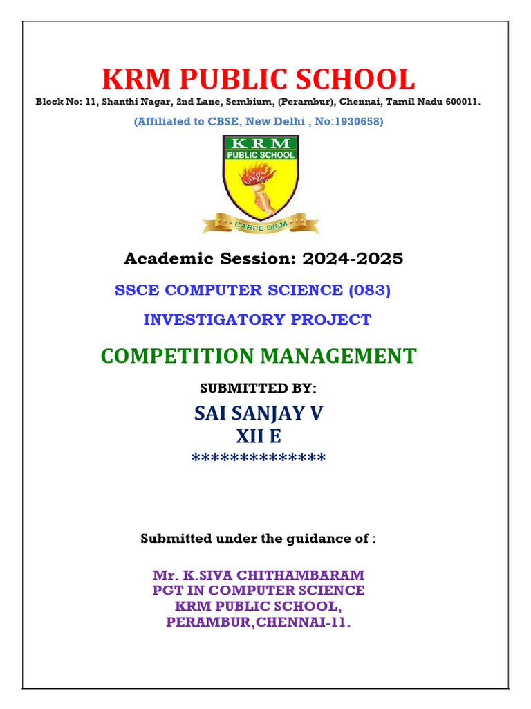 Competition Management System Project | PDF | Software Testing | System