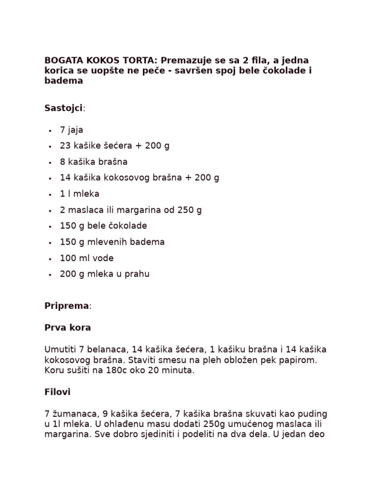 Bogata Kokos Torta | PDF
