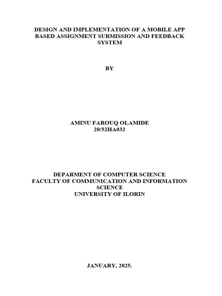 Design and Implementation of A Web Based Assignment Submission and ...