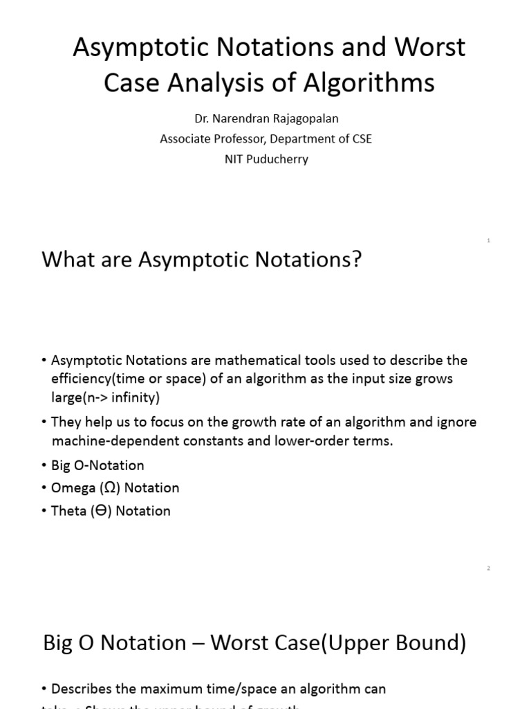 5 Asymptotic Notations Worst Case Analysis | PDF | Time Complexity ...
