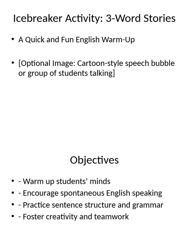 3-Word Stories Icebreaker | PDF
