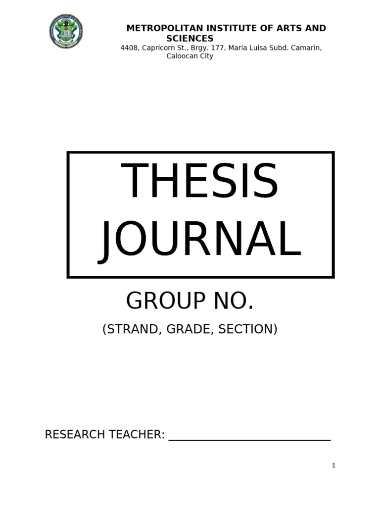 Metropolitan Institute Thesis Journal | PDF