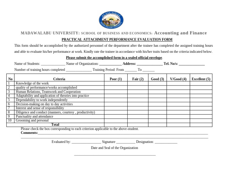 Evaluation Format For Organization | PDF
