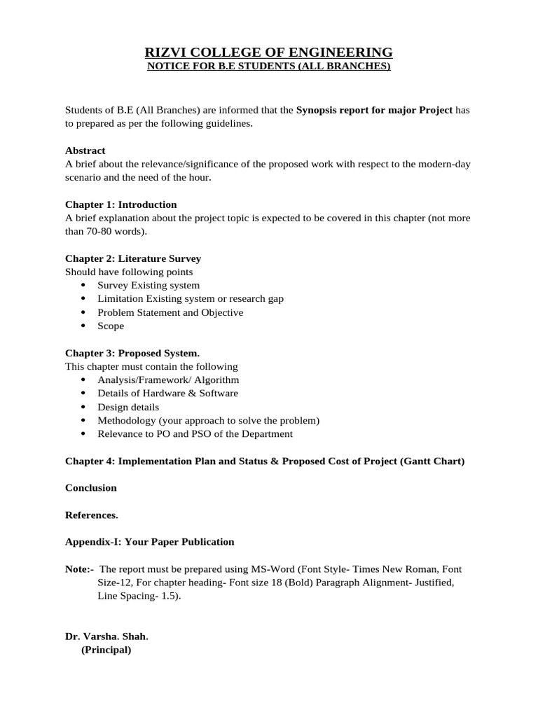 B.E. Project Synopsis Guidelines | PDF | Abstract (Summary) | Computing