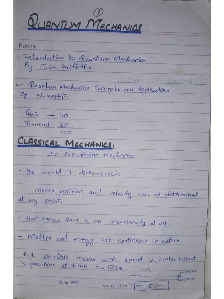 Quantum Mechanics Class Work | PDF