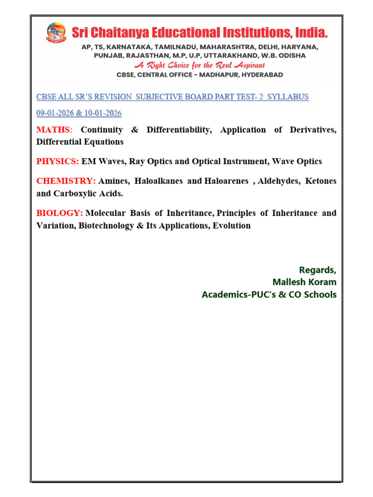 SR Revision Part Test-2 | PDF