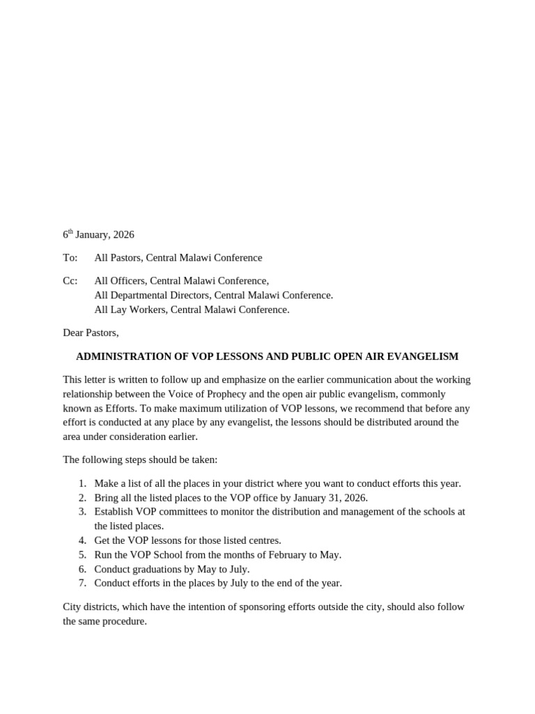 Administration of VOP and Efforts | PDF