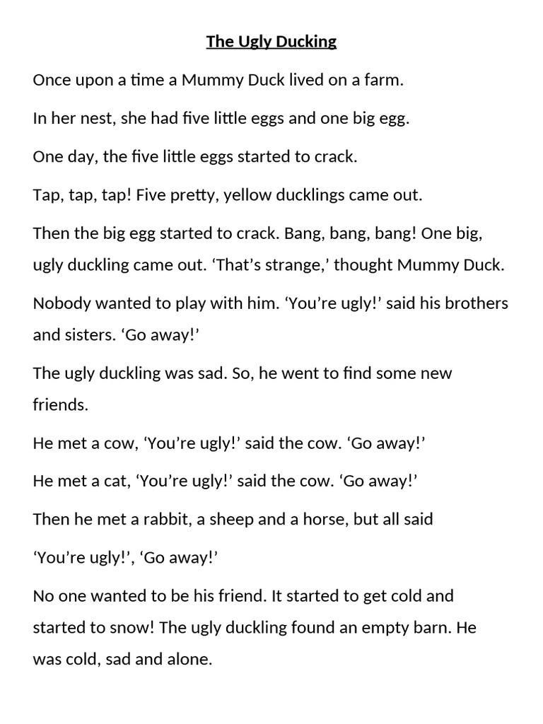 The Transformation of the Ugly Duckling | PDF