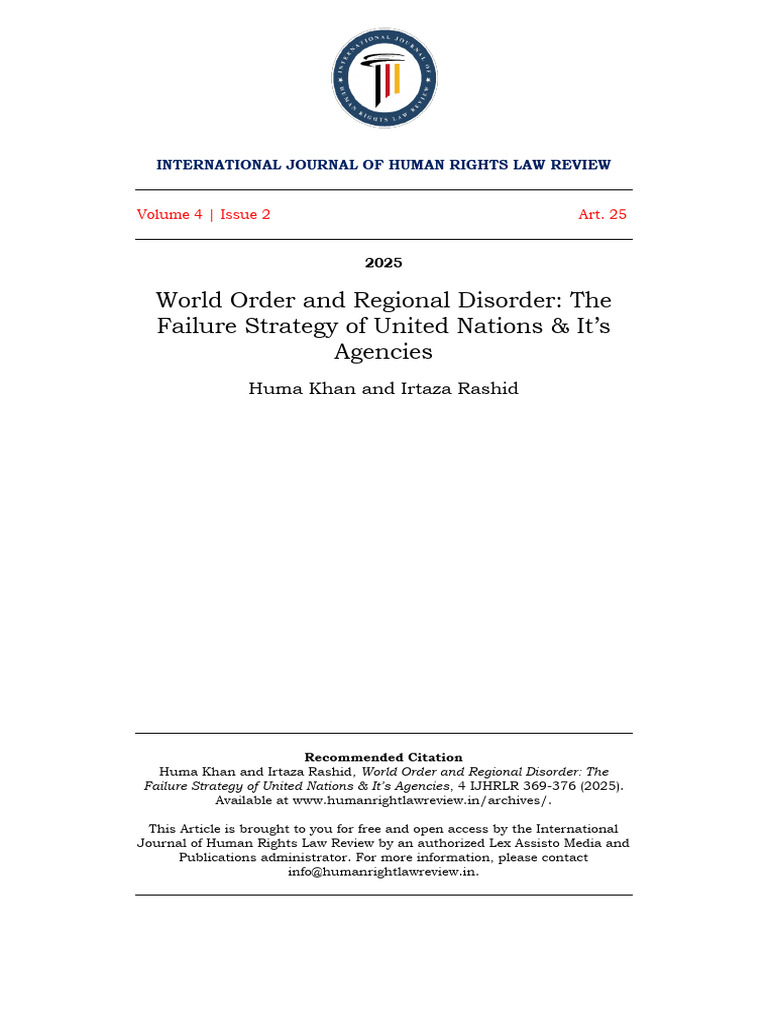 UN's Failure in Global Order Strategies | PDF | United Nations ...