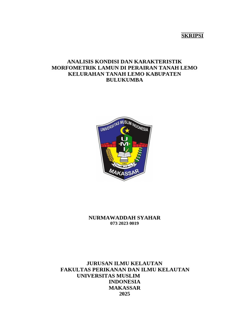 Morfometri Lamun Tanah Lemo Bulukumba | PDF