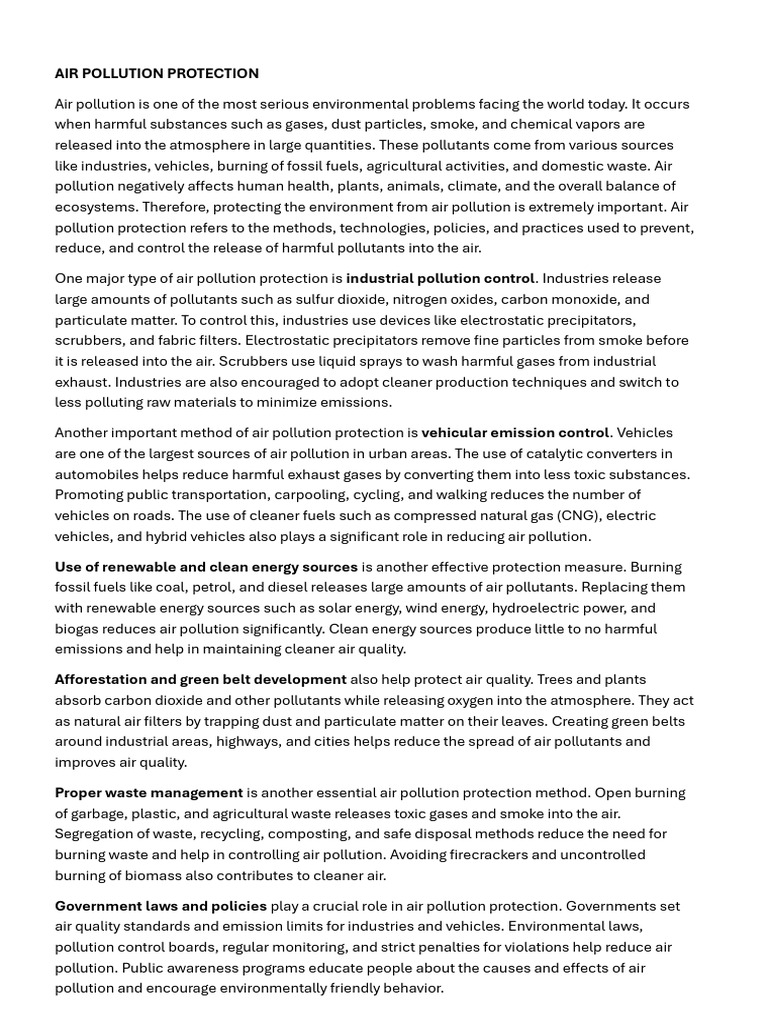 Air Pollution Protection Strategies | PDF | Air Pollution | Pollution
