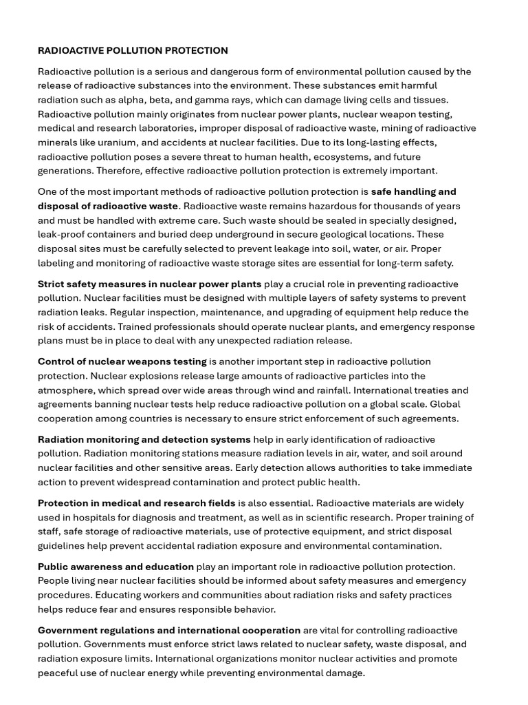 Radioactive Pollution Protection Strategies | PDF | Radioactive Waste ...