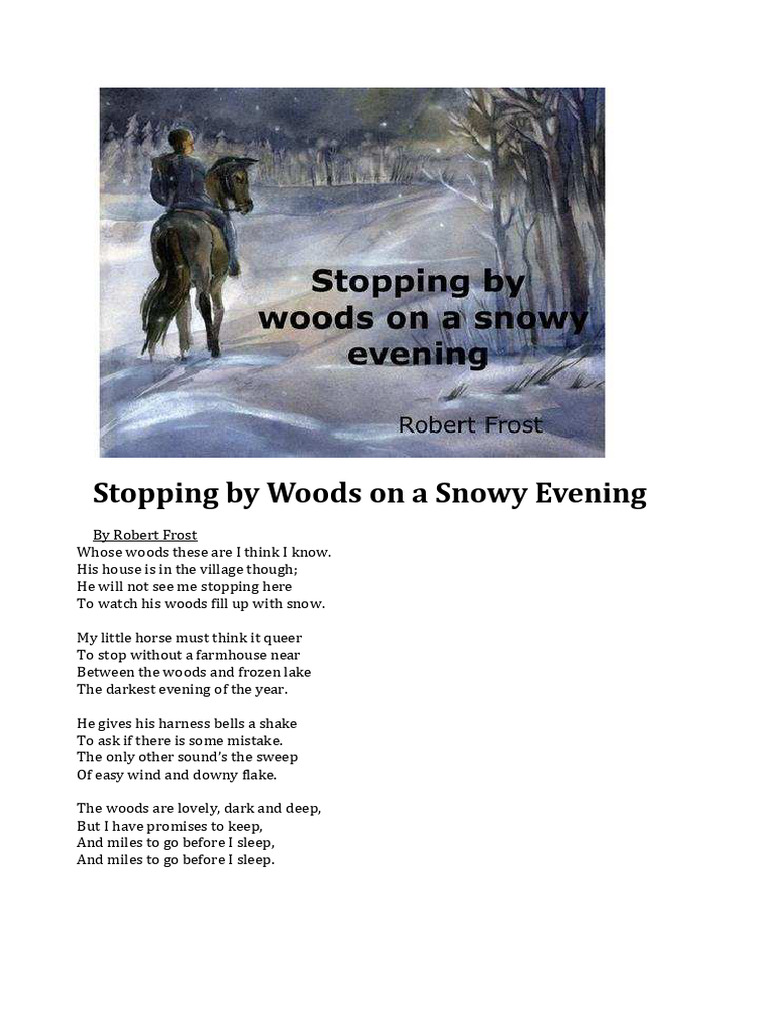 Analysis of Frost's "Stopping by Woods" | PDF | Poetry