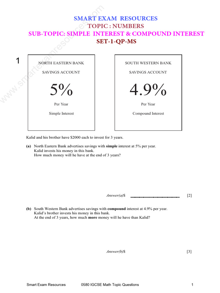 Simple vs Compound Interest Calculations | PDF | Interest | Financial ...
