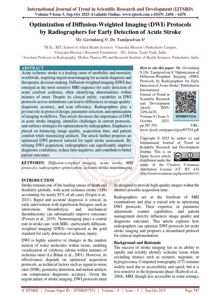 Optimizing DWI Protocols for Stroke Detection | PDF | Magnetic ...