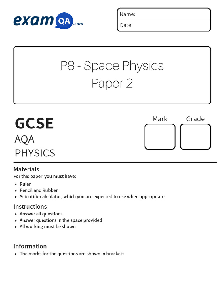 GCSE Physics Space Questions Guide | PDF | Planets | Natural Satellite