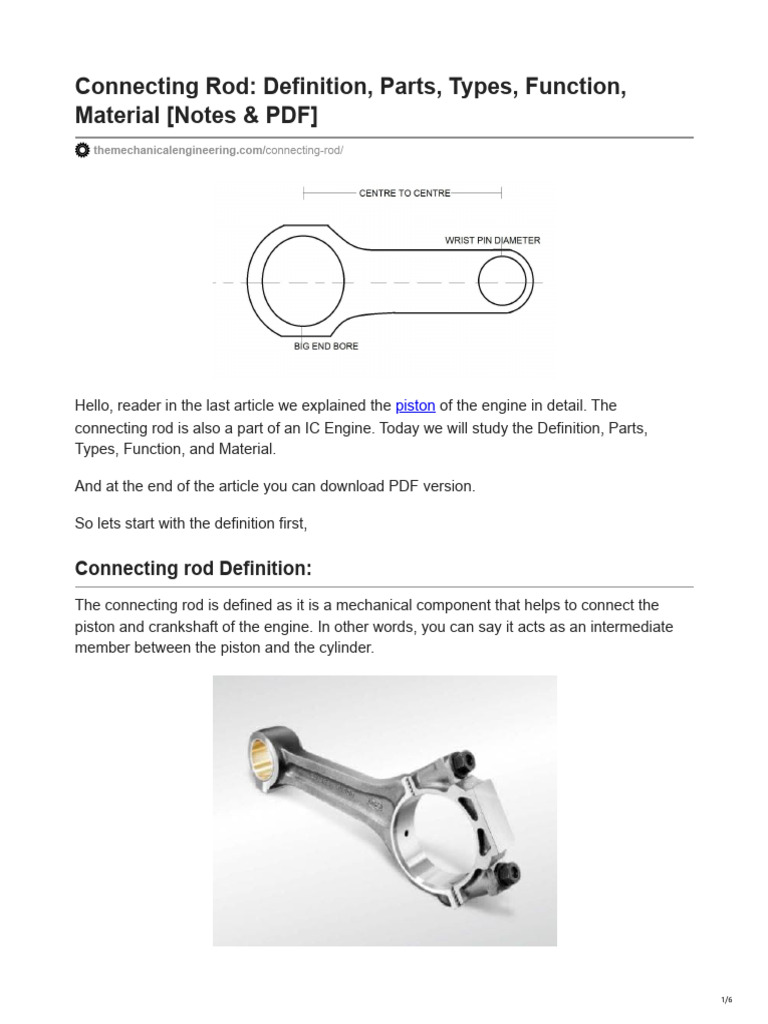 Connecting Rod - Definition, Parts, Types, Function, Material (Notes ...