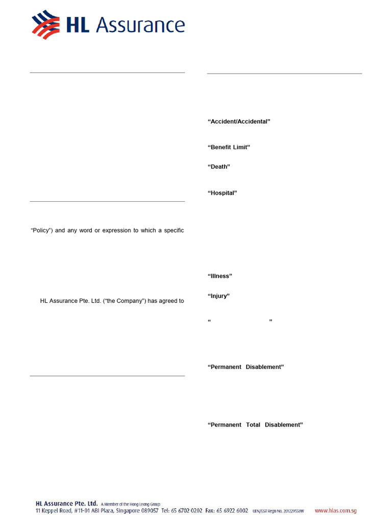 Accident Ins Pol HL EZ Protect Lite PolicyJacket | PDF | Insurance ...