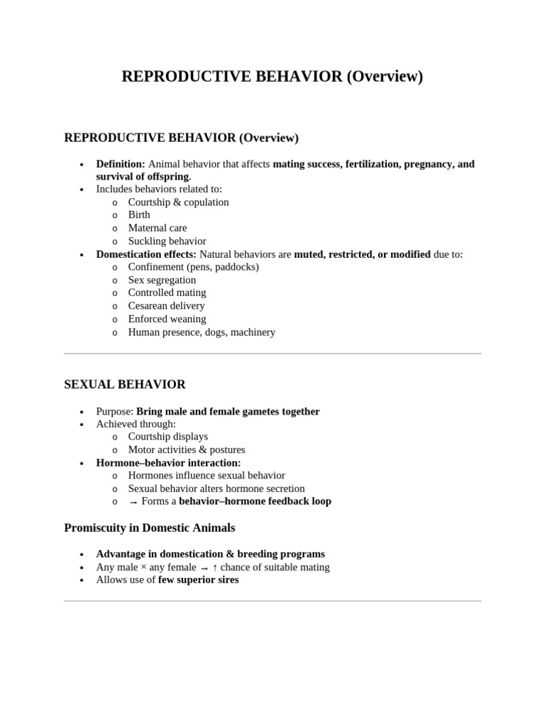 Overview of Animal Reproductive Behavior | PDF | Fertilisation | Meiosis