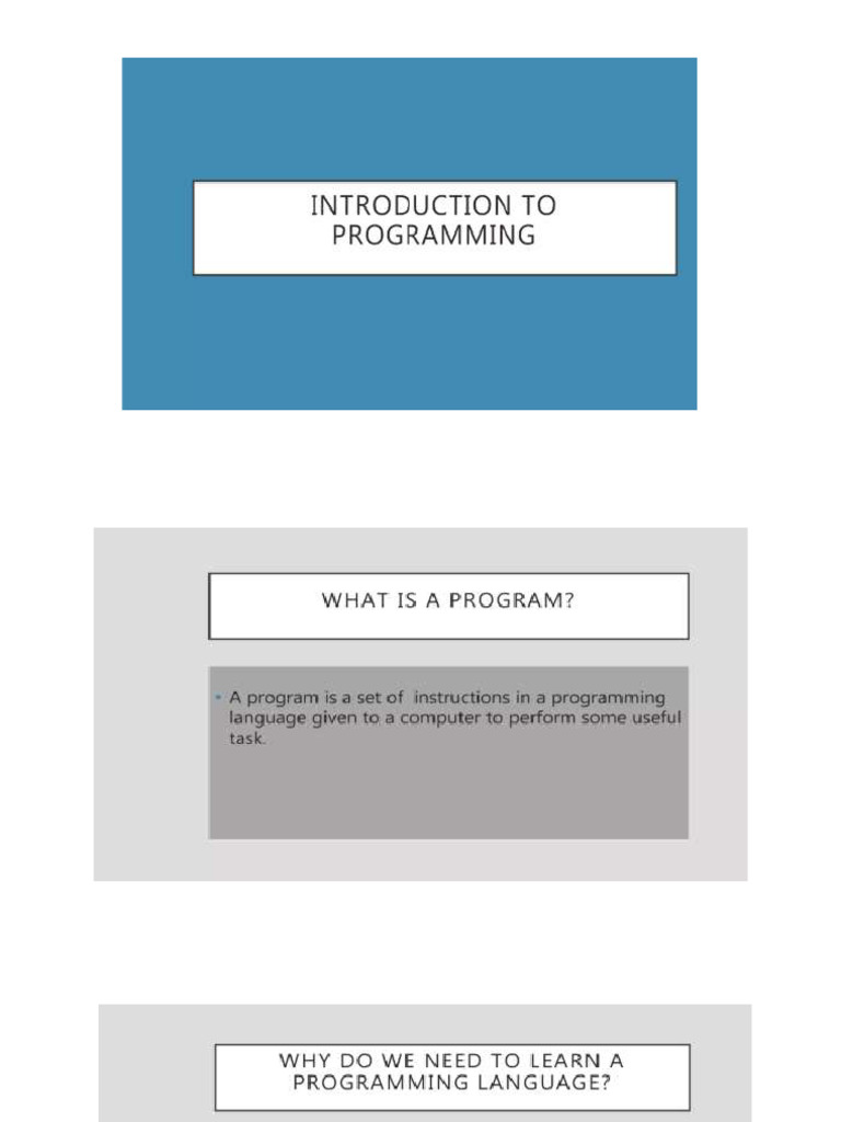 Intro To Programming | PDF