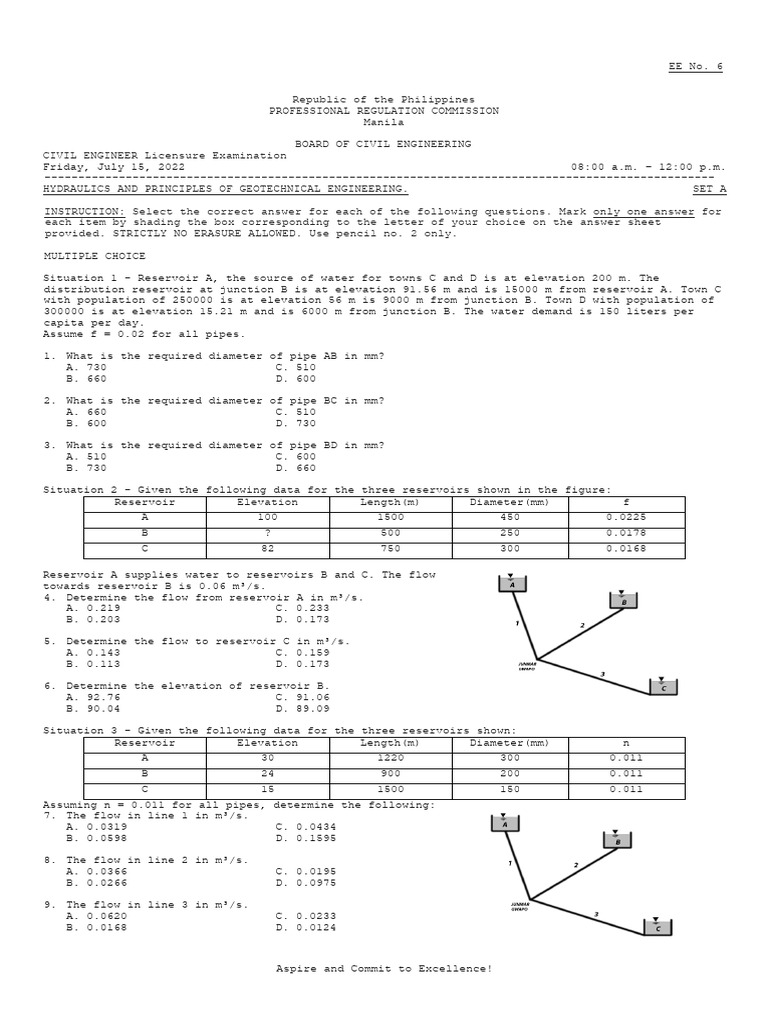 Civil Engineering Exam: Hydraulics & Geotech | PDF | Classical ...