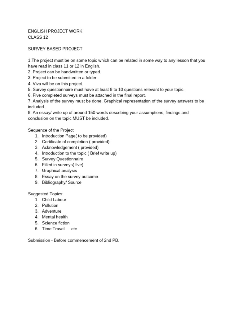 English Project Work | PDF