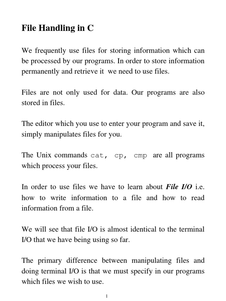 Basic File Handling in C | PDF | Parameter (Computer Programming) | C ...