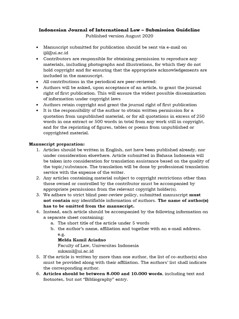 Indonesian Journal Submission Guidelines | PDF | Letter Case | Bibliography
