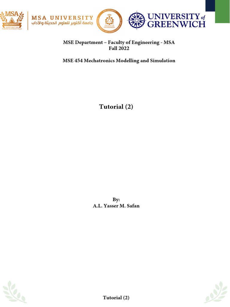 Mechatronics Modeling Tutorial Fall 2022 | PDF