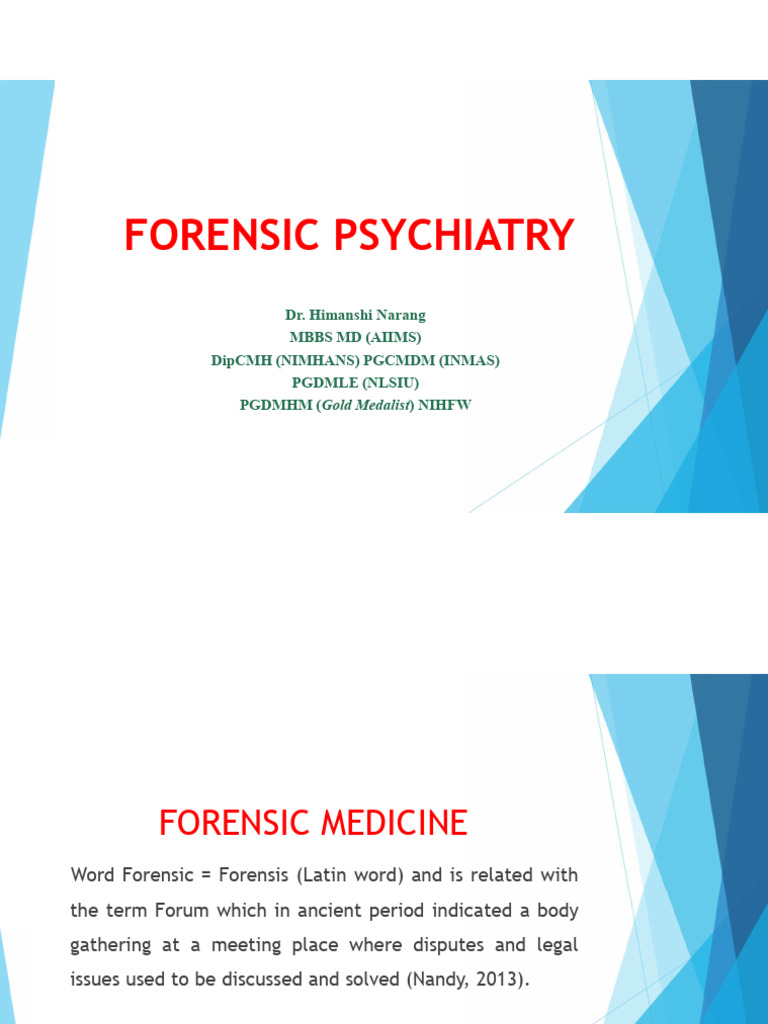 Forensic Psychiatry Overview and Terms | PDF | Insanity Defense ...