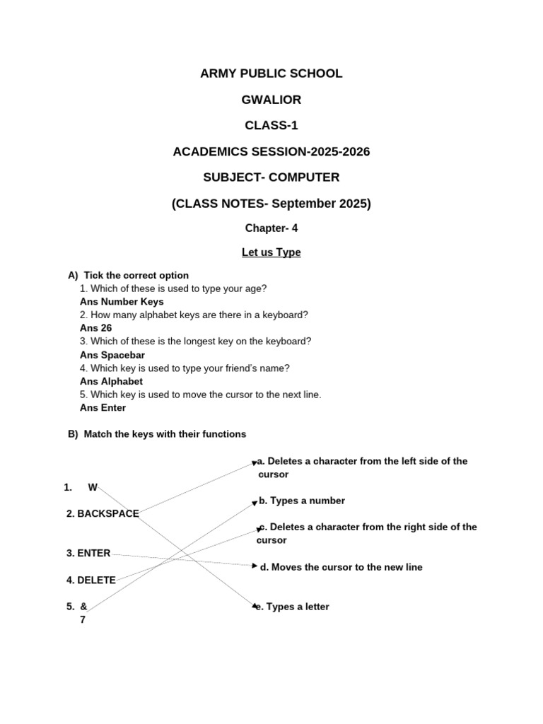 Class 1 Notes Computer September 2025-26-2 | PDF