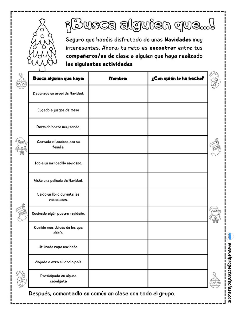 Actividad para La Vuelta Despues de La Navidad | PDF