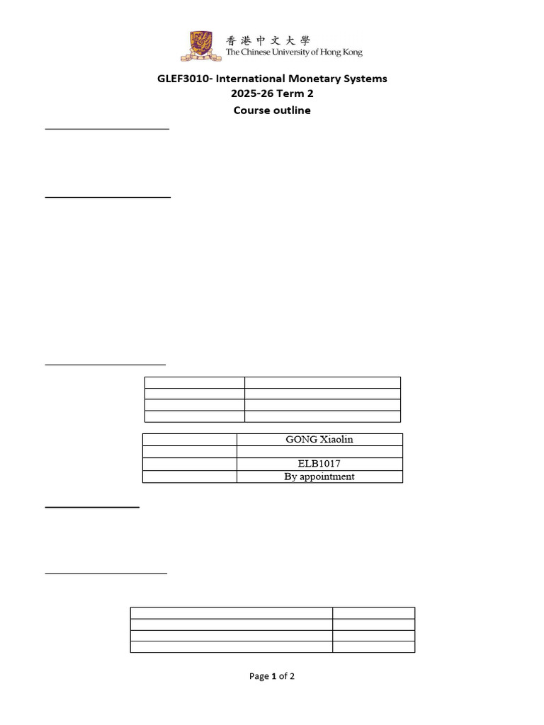 International Monetary Systems Course Outline | PDF | Macroeconomics ...