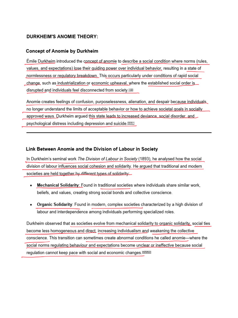 Anomie Theory by Durkheim Complete Notes (Includin | PDF | Deviance ...