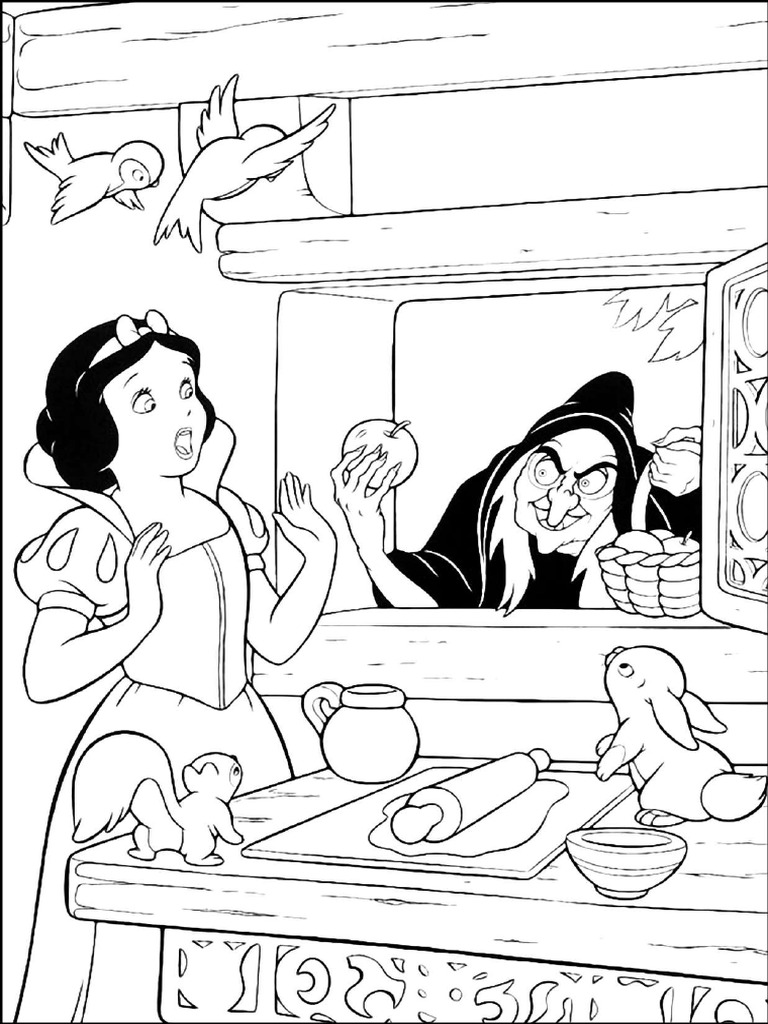 Coloring Snow White Witch Giving Apple 3.Jpg | PDF