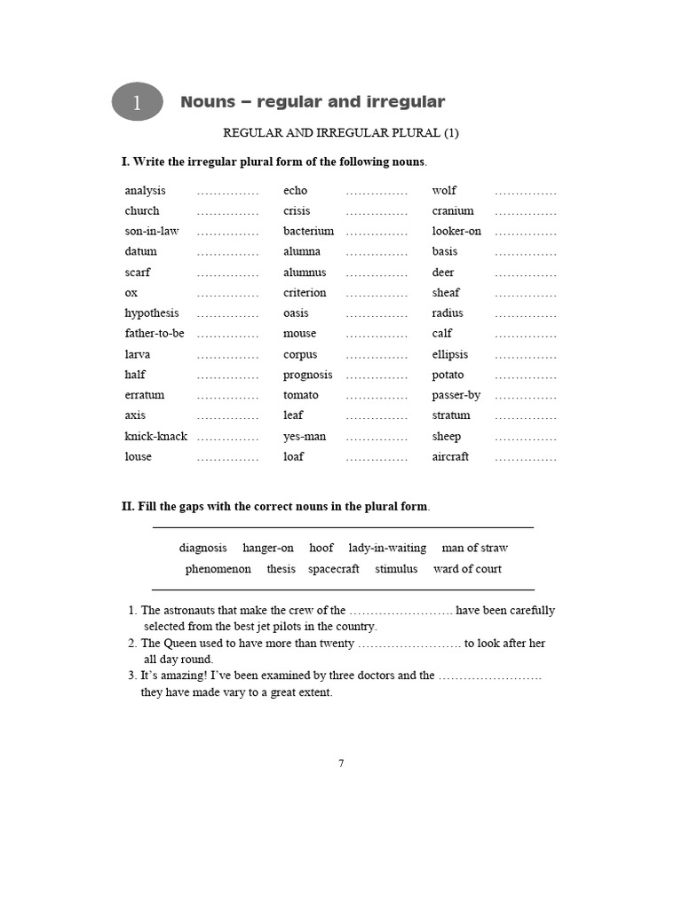 Nouns - Regular and Irregular | PDF | Ellipsis | Typographical Symbols