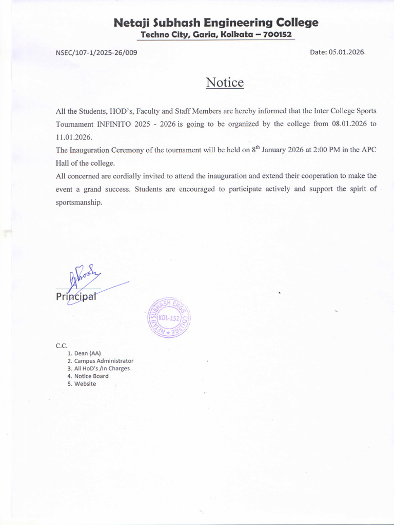 Notice For Sports Tournament | PDF