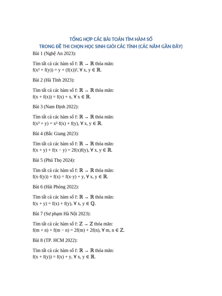 Tong Hop Tim Ham So HSG Cac Tinh | PDF