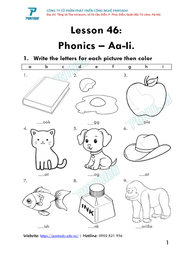 (HW) Lesson 46 - Phonics - Aa-II | PDF